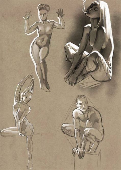 Some Sketches Of People Sitting And Standing In Different Poses