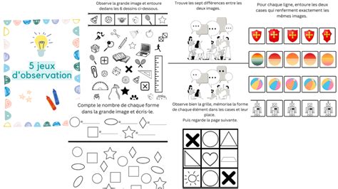 5 jeux d observation pour les enfants de 6 ans et mémoire