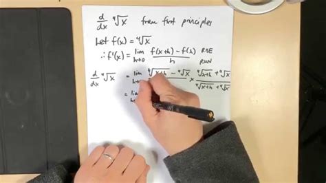 differentiating the fourth root of x by first principles youtube