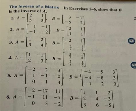 solved the inverse of a matrix in exercises 1 6 show that b