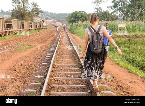 Naked Girl Railway Line Telegraph
