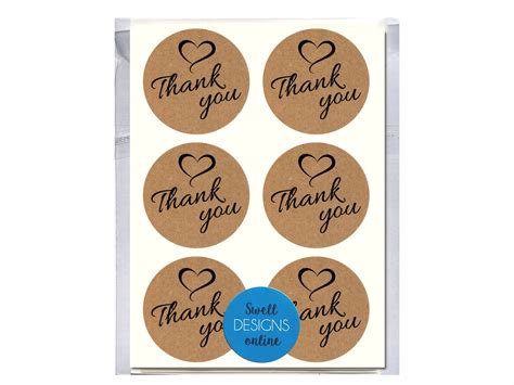 Thank You Stickers Labels Kraft Round Stickers 45mm Circle Etsy Norway