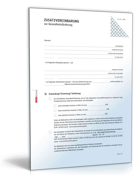 Zusatzvereinbarung Zum Arbeitsvertrag Muster Suchen Sie Im