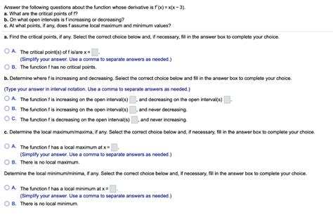 Solved Answer The Following Questions About The Function Chegg