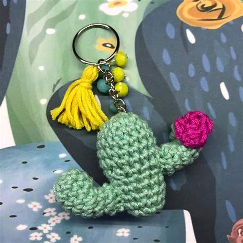 Llavero Cactus Crochet Amigurumi Mexico Mexicano Artesanal Artesania