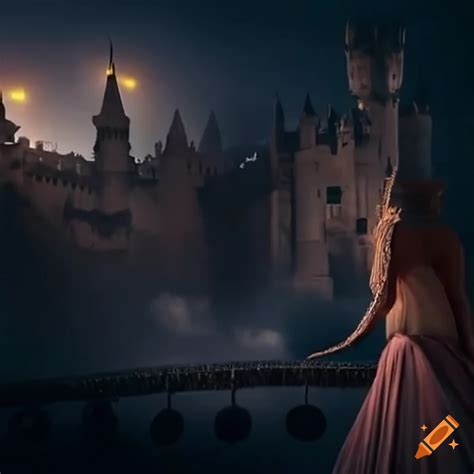 Artwork Of A Dragon Flying Over A Castle And A Princess On Craiyon