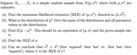 solved suppose x1 xn is a simple random sample from