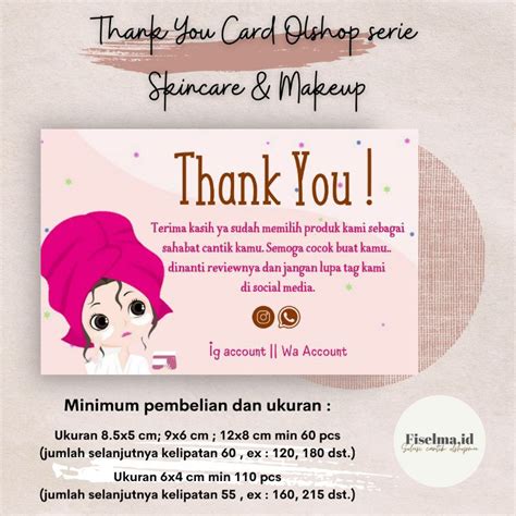 Jual Thank You Card Olshop Skincare Shopee Indonesia