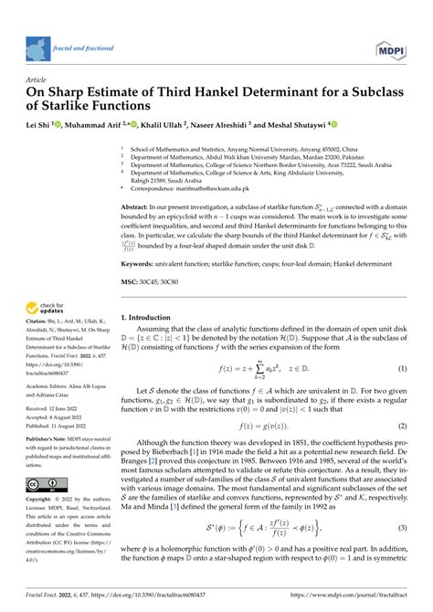 pdf on sharp estimate of third hankel determinant for a subclass of starlike functions