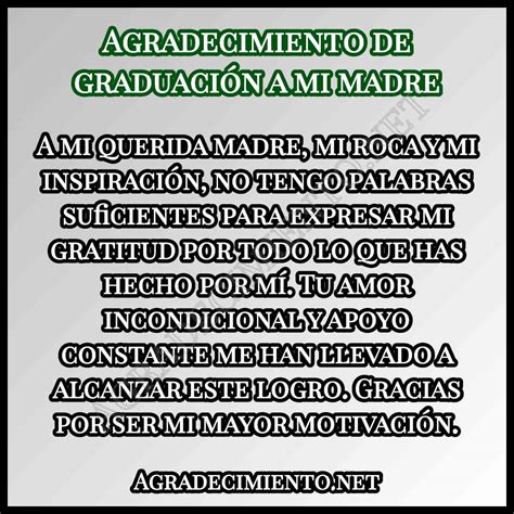 Palabras de agradecimiento de graduación a mi madre