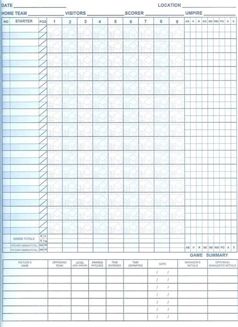 Free Printable Softball Score Sheets