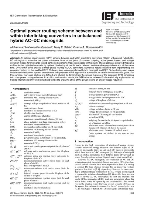 pdf optimal power routing scheme between and within interlinking converters in unbalanced