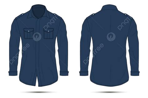 Tampilan Depan Dan Belakang Mockup Kemeja Lengan Panjang Biru Tua