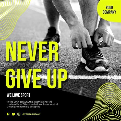 Free Abstract Monocolor Never Give Up Gym Flyer Template
