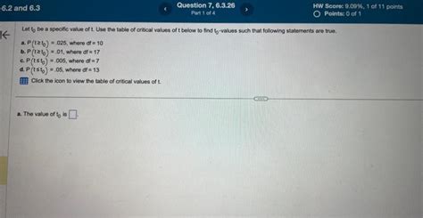 solved let t0 be a specific value of t use the table of