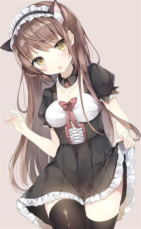 Fondos de pantalla ilustración pelo largo Nekomimi Anime Chicas