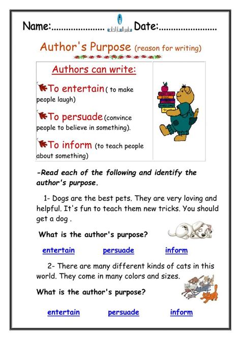 Author S Purpose Interactive Worksheet In 2023 Authors Purpose