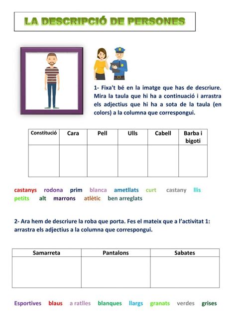 Ficha de Descripció de persones Abc Google Classroom Verb
