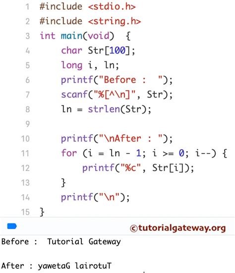 C Program To Reverse A String