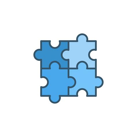 Cuatro Piezas De Rompecabezas Concepto Vector Icono Azul 13092038