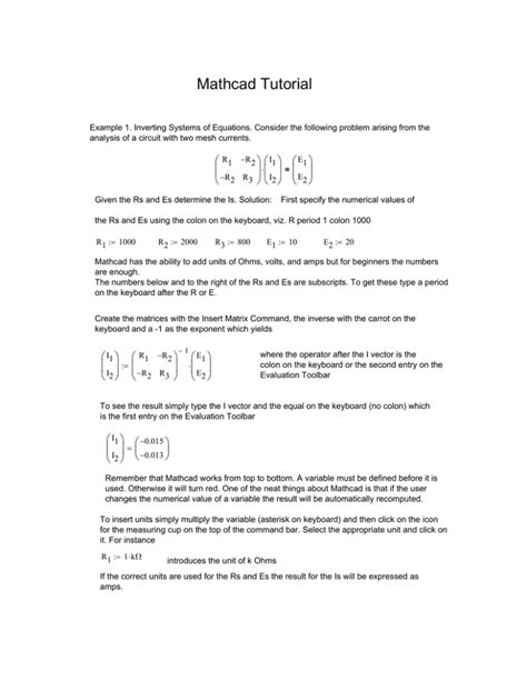 mathcad mathcad tutorial