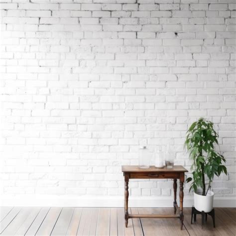 Premium AI Image A White Brick Wall With A Plant On It