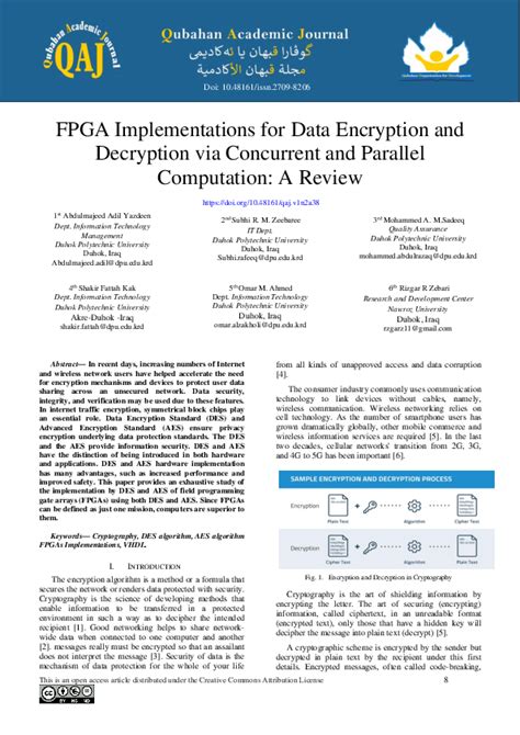 pdf fpga implementations for data encryption and decryption via concurrent and parallel
