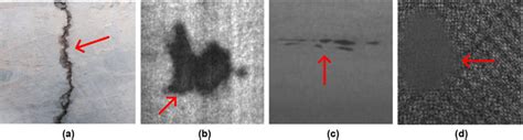 Types Of Surface Defects As Marked With Red Arrows A A Bridge Crack