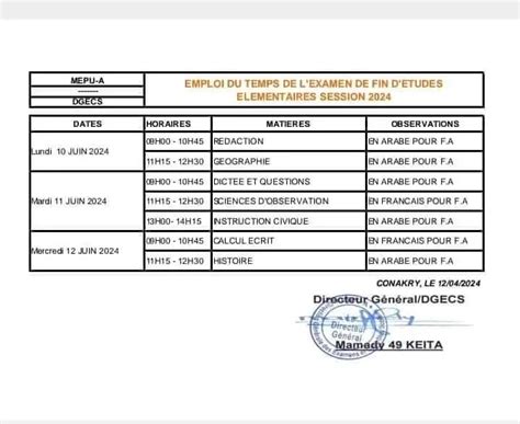 Enseignement pré universitaire voici le calendrier des examens