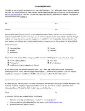 Fillable Online Mclennan Student Application McLennan Community