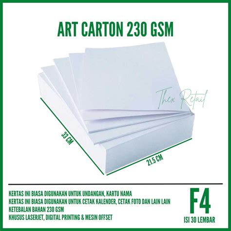 Jual Kertas Art Karton F Gsm Isi Lembar Kertas Art Carton F