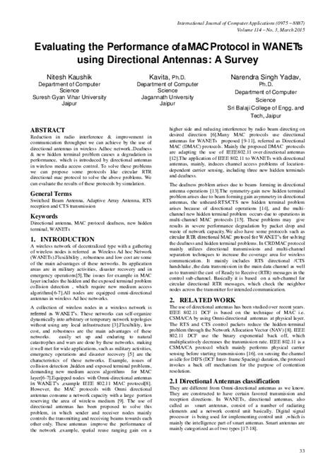 pdf evaluating the performance of a mac protocol in wanet s using directional antennas a