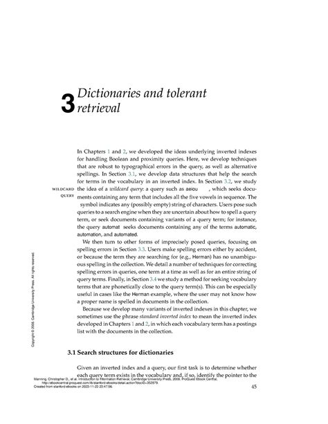 introduction to information retrieval 3 dictionaries and tolerant retrieval 3 dictionaries