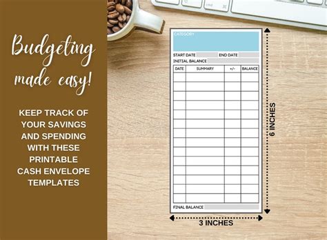 Cash Envelope Tracker Printable Cash Envelope Inserts Cash Envelope