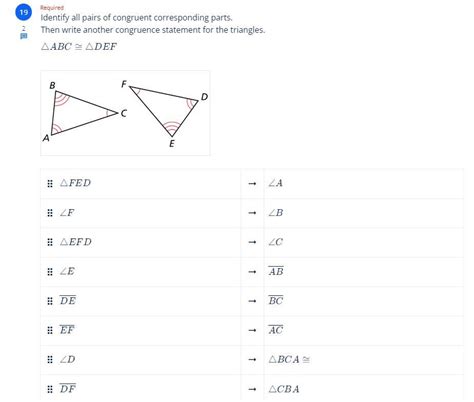 identify all pairs of congruent corresponding parts then write another congruence statement for