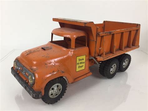 Vintage Tonka Toys Mid Century Orange Big Mike Dual Hydraulic State Hi