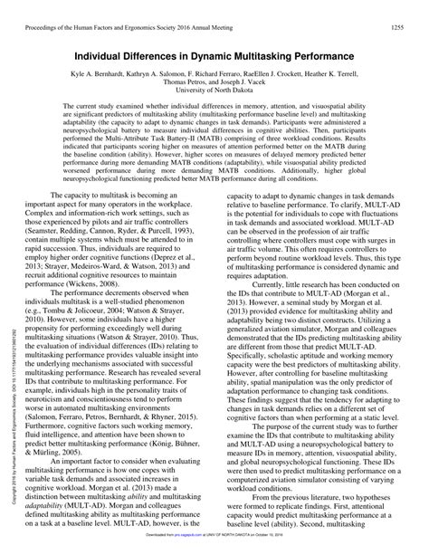 pdf individual differences in dynamic multitasking performance