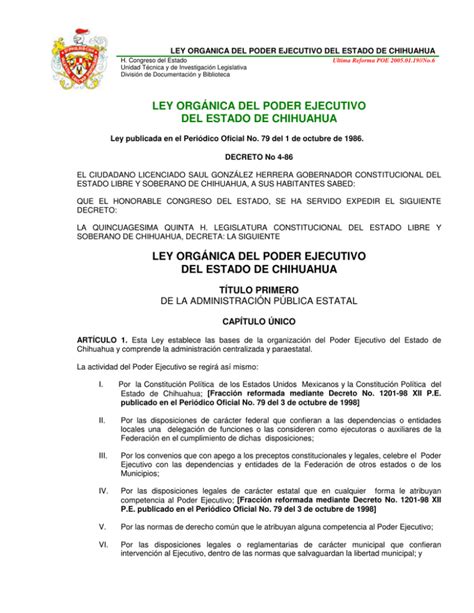 Ley Organica Poder Ejecutivo Estado