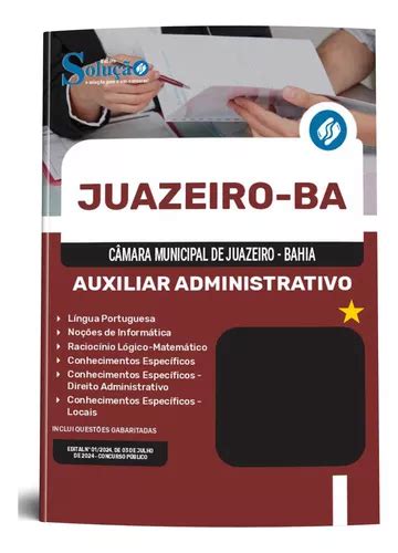 Apostila Completa Auxiliar Administrativo Câmara De Juazeiro Ba 2024