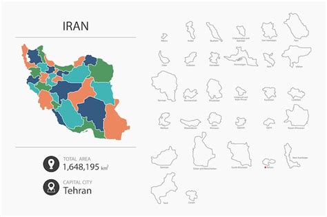 Premium Vector Map Of Iran With Detailed Country Map Map Elements Of