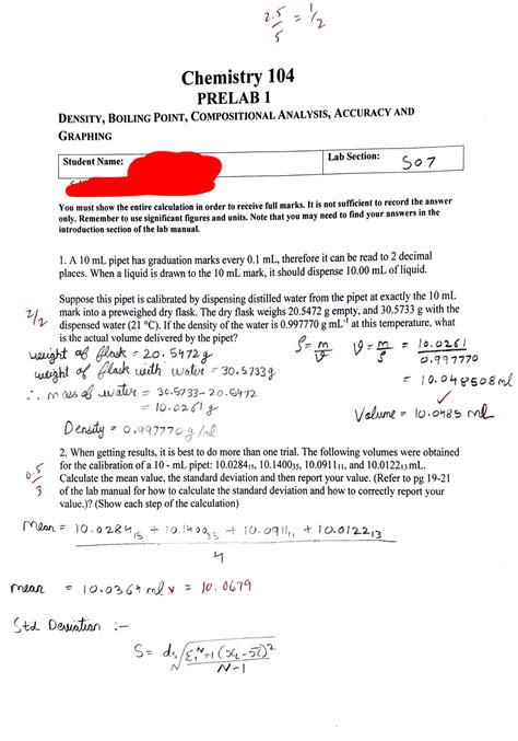 Chem Prelab Jody Studocs Chemistry Prelab Density