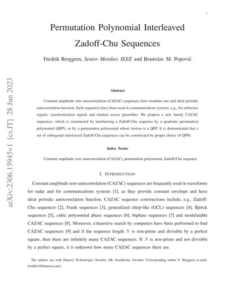 permutation polynomial interleaved zadoff chu sequences deepai