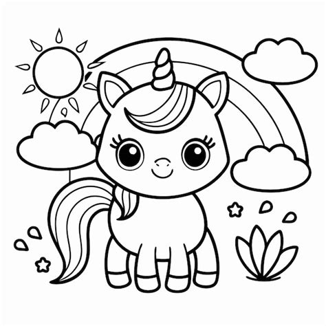 Une Noyade De Licorne Illustration De Livre De Coloriage Vecteur Premium