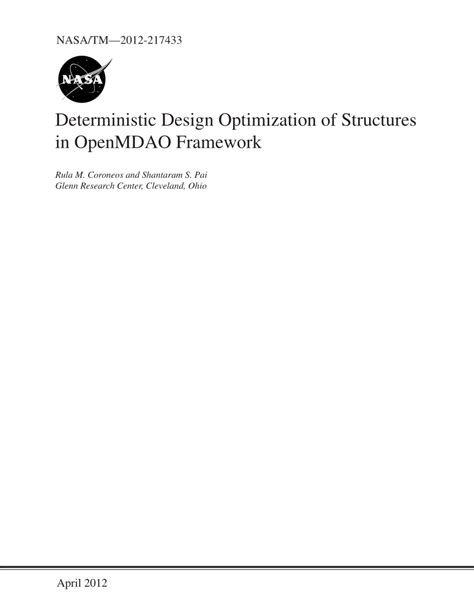 pdf deterministic design optimization of structures in openmdao framework