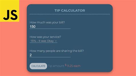 Build Complete Javascript Project Tip Calculator Youtube
