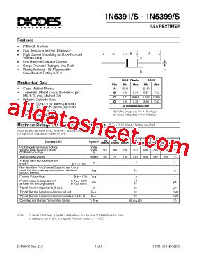 1N5398 Datasheet PDF Diodes Incorporated