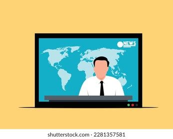 Tv News Studio Broadcaster Breaking World Stock Vector Royalty Free