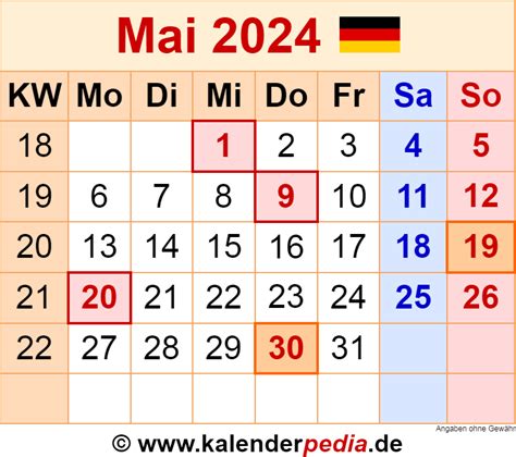Kalender Mai Als Pdf Vorlagen