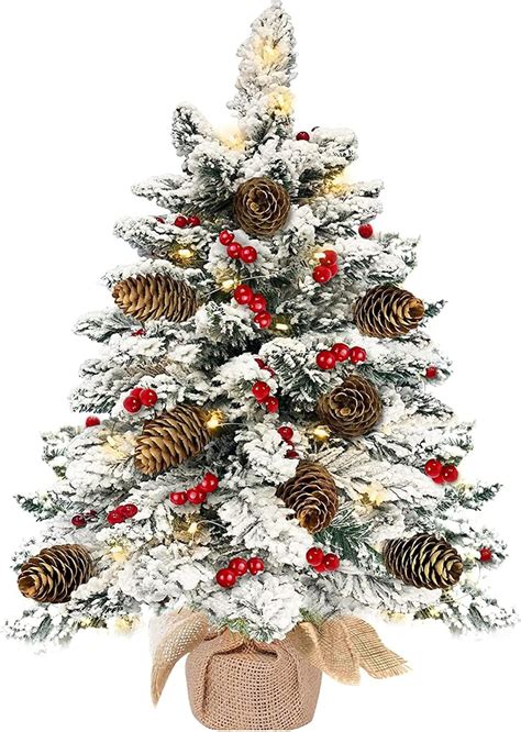 Ousyaah Sapins de Noël Artificiel 60cm Mini Arbre avec lumières LED et