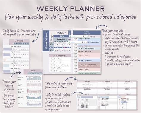 Digital Weekly Planner Monthly Calendar Google Sheets Planner Template